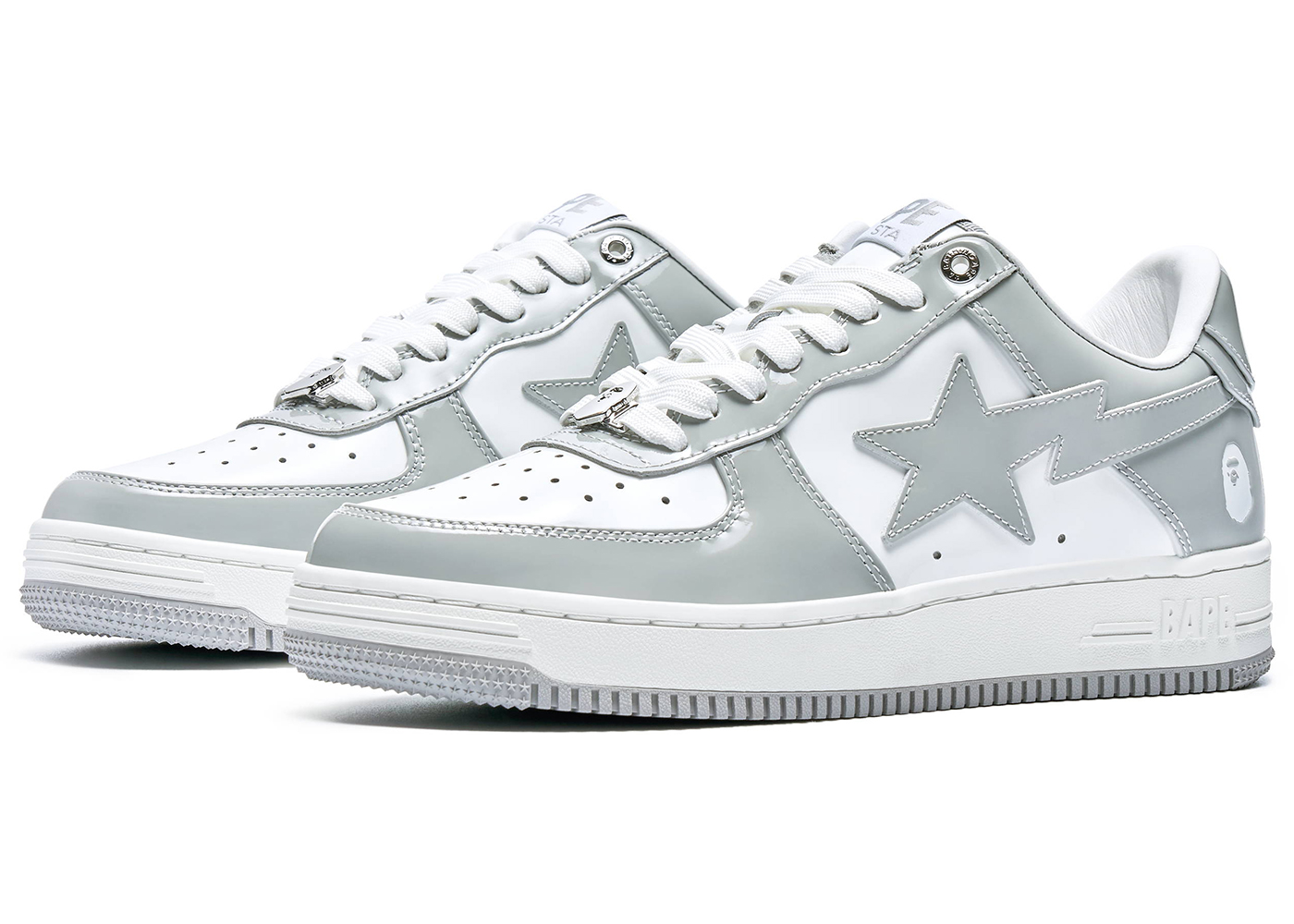 A Bathing Ape Bape Sta Patent Leather White Grey (2023) | 1I70-291-021 ... A Bathing Ape Bape Sta Patent Leather White Grey (2023) | 1I70-291-021 ...